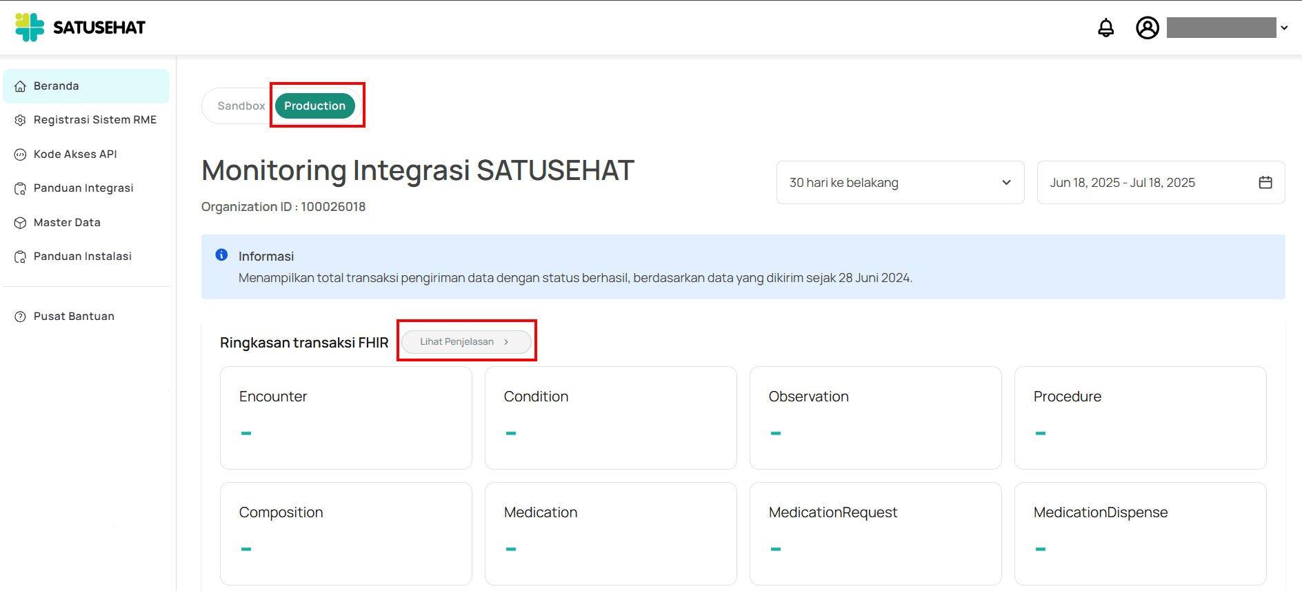 Ringkasan Transaksi FHIR | SATUSEHAT Platform